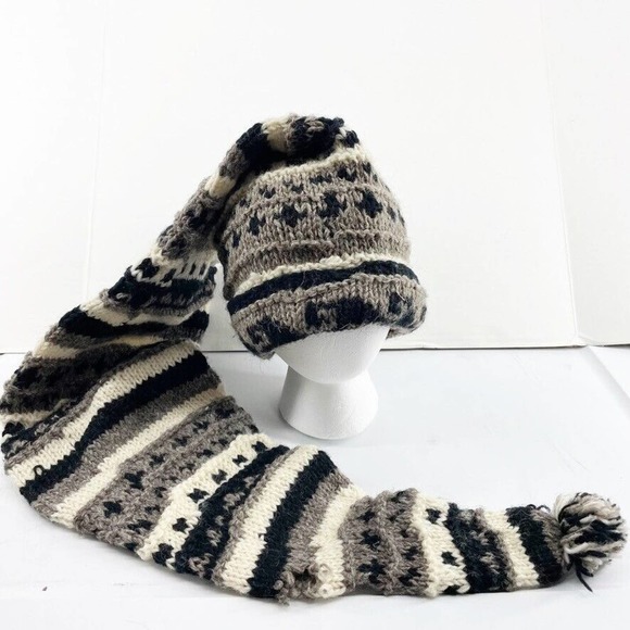 Unbranded | Accessories | Vintage Knit Stripe Y2k Jester Hat Long Tail ...